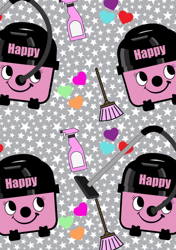 Pink happy hoover seamless fabric paper craft design file | Etsy