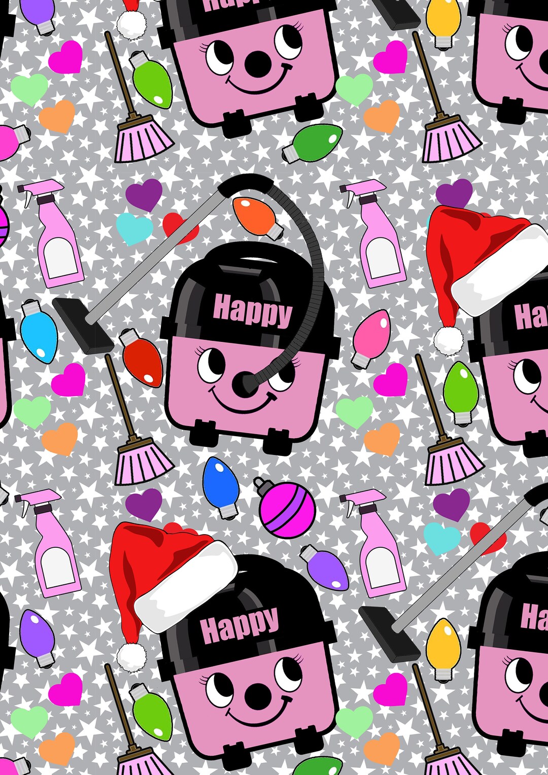 Pink Happy Hoover Seamless Fabric Paper Craft Design File Print ...