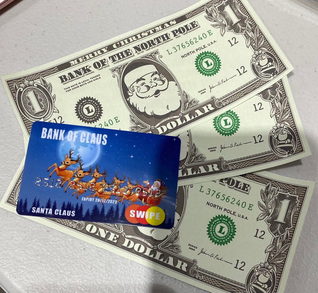 Santa's Lost Bank Card and Dollars Christmas Morning Novelty - Etsy UK