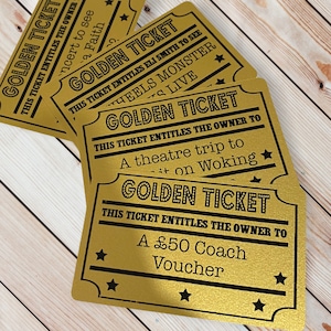 Personalised Pvc Golden Ticket Gift Voucher Wallet Card - Etsy