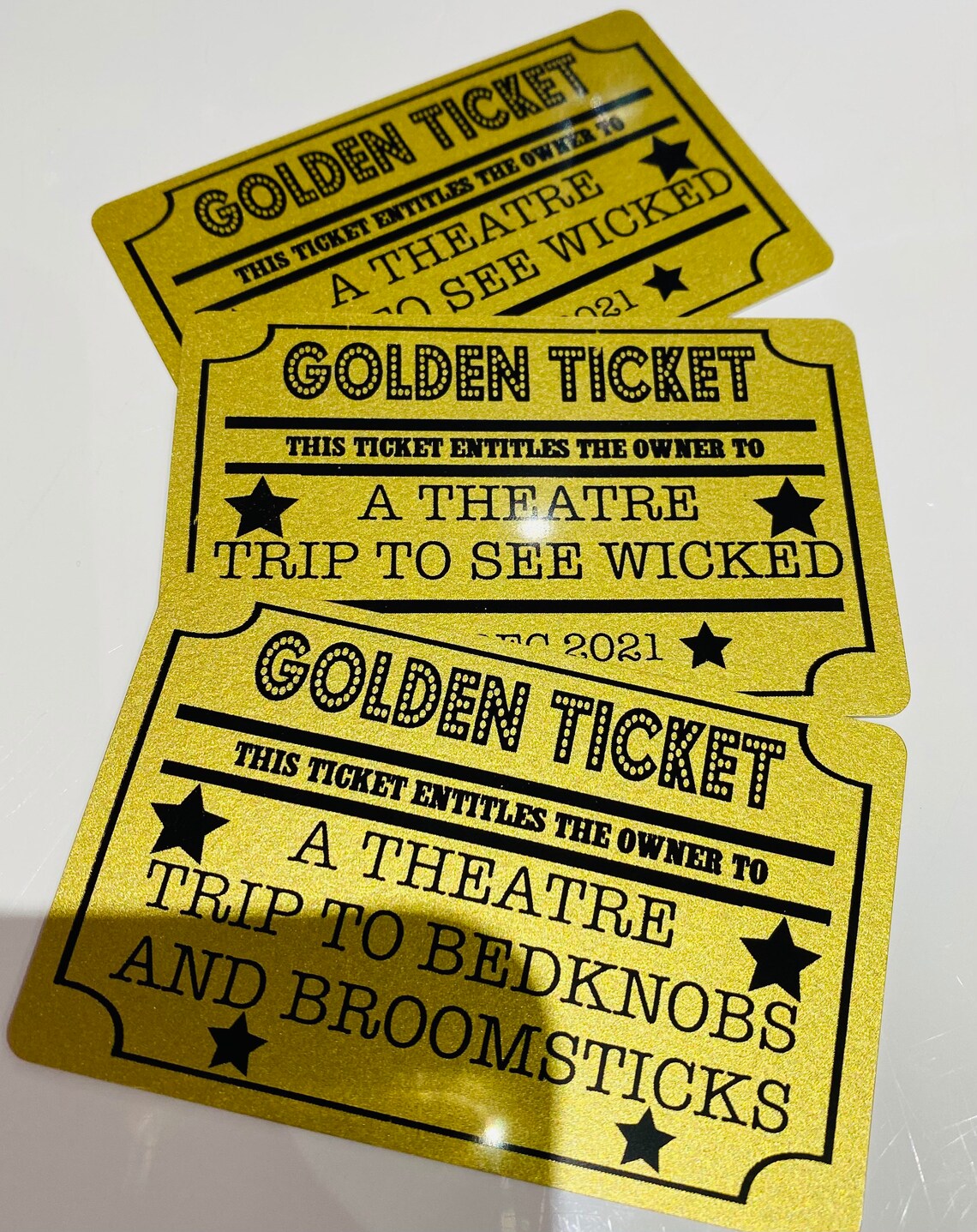 Personalised pvc golden ticket gift Voucher wallet card | Etsy