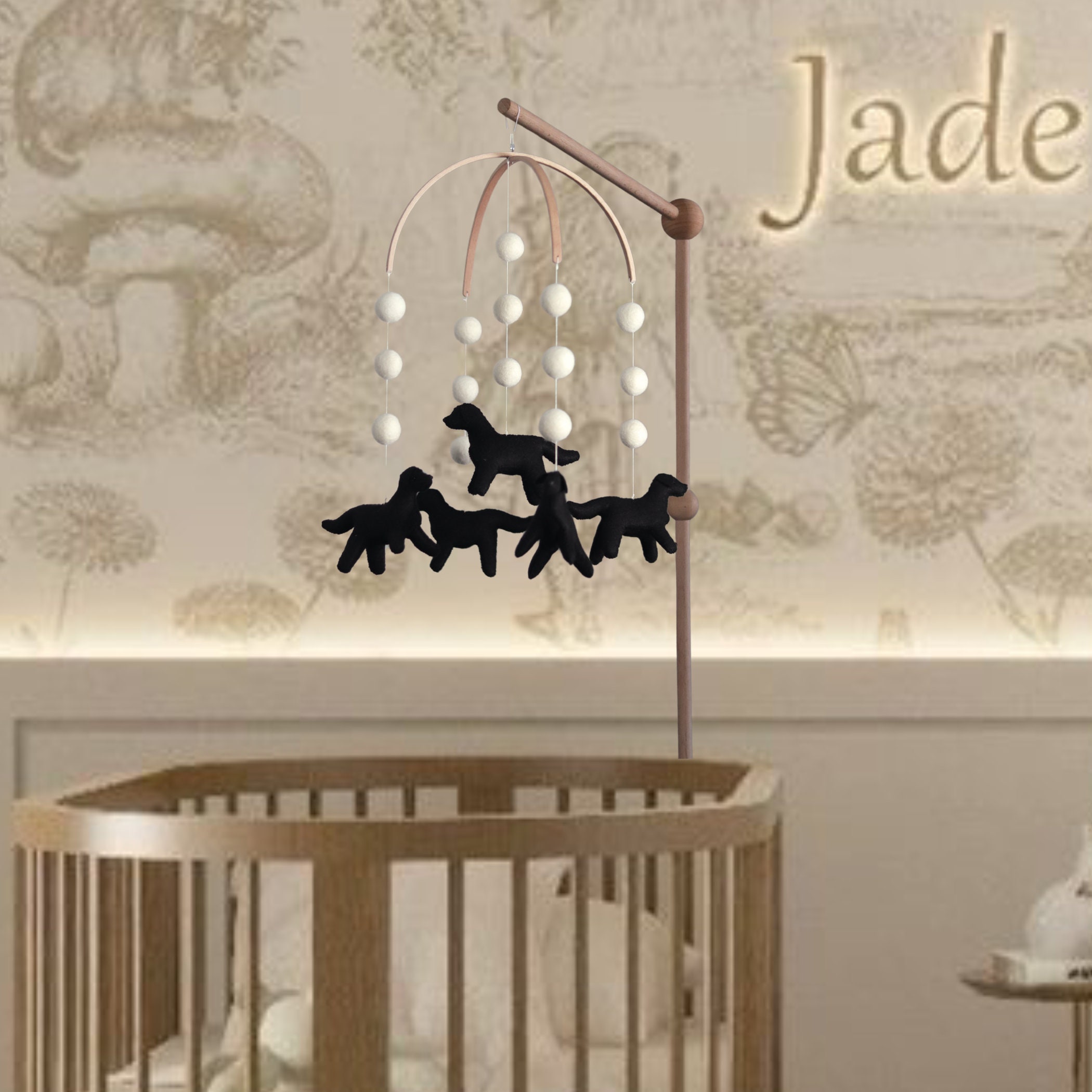 Custom Chocolate Labrador Baby Mobile: Handmade Felt Puppy Crib Mobile ...
