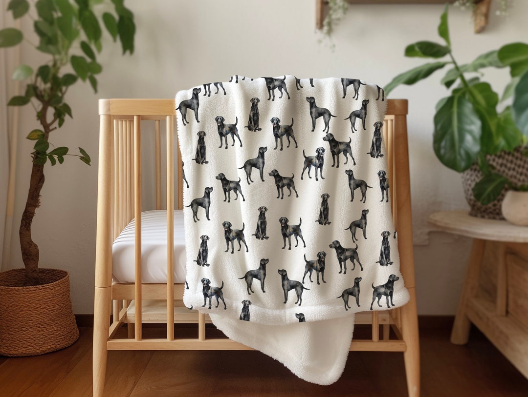 Black Lab Baby Blanket: Plush Dog Nursery Decor - Etsy