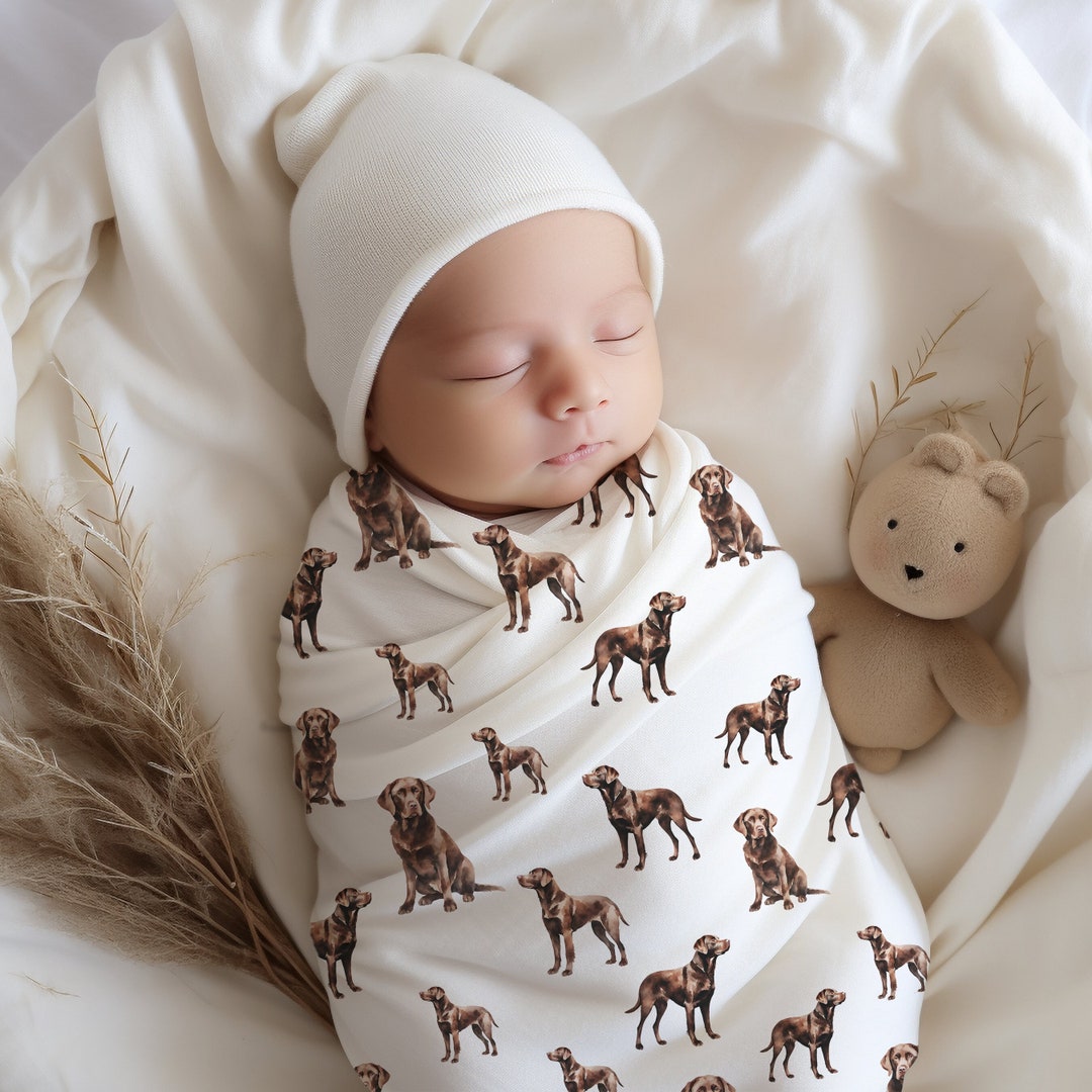 Chocolate Labrador Baby Swaddle Blanket: Dog Mom Gift, Puppy Nursery - Etsy