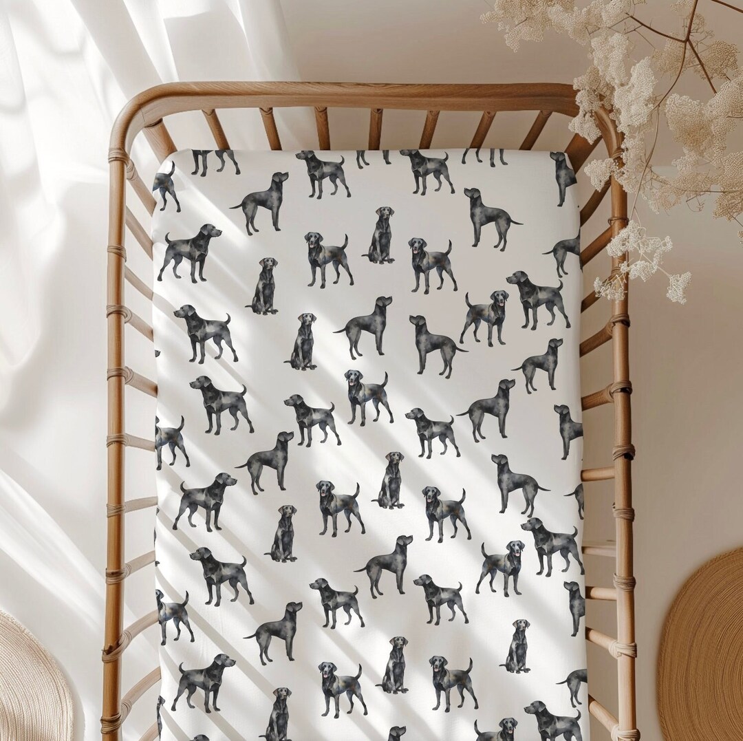 Black Lab Standard Fitted Crib Sheet. Dog Nursery. Dog Lover Baby ...