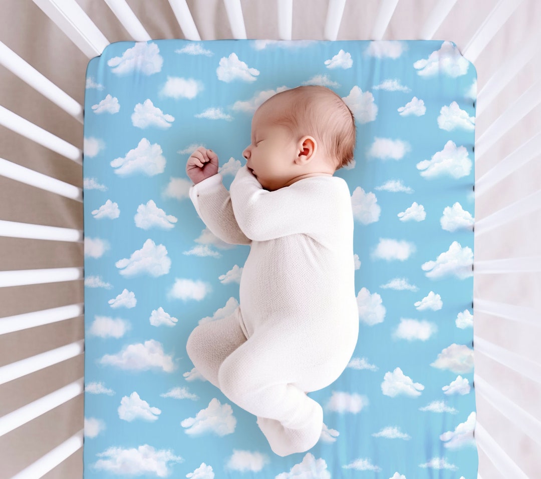 Blue Clouds Crib Sheet, Clouds Baby Nursery, Cloud Baby Shower, Cloud ...