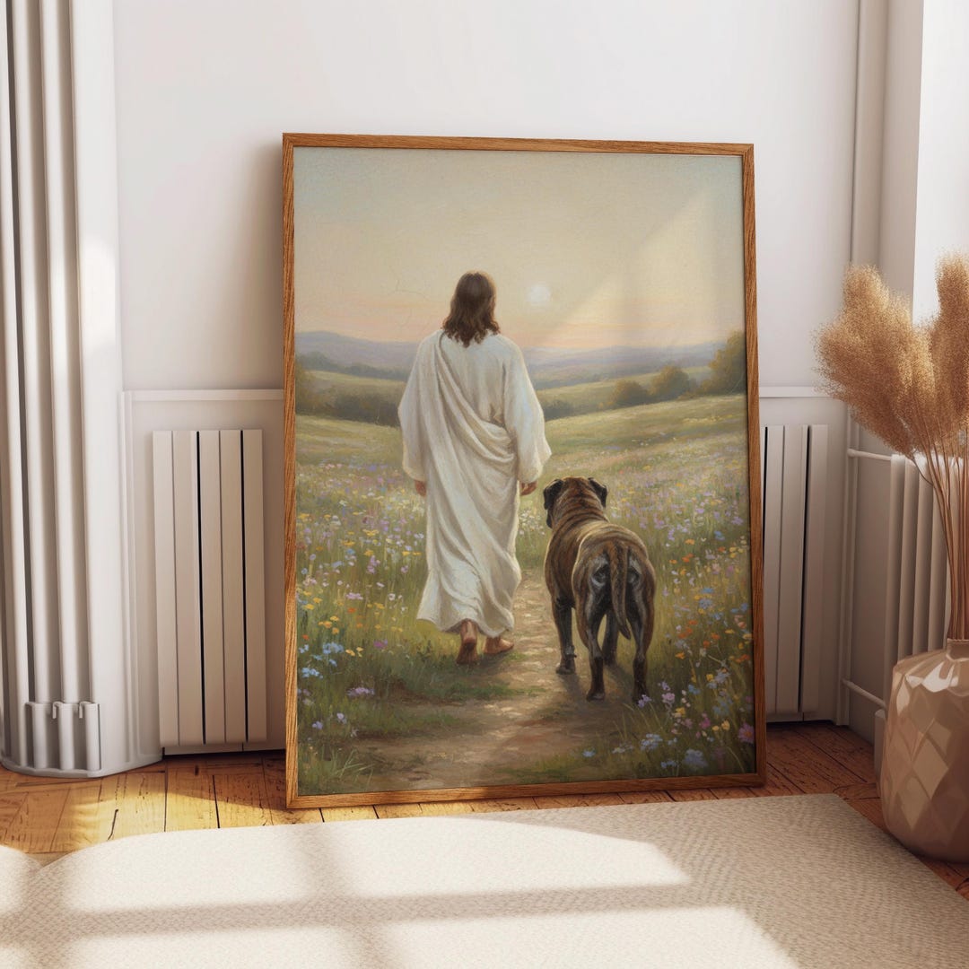 Jesus and Brindle Bull Mastiff: Christian Dog Memorial (digital ...