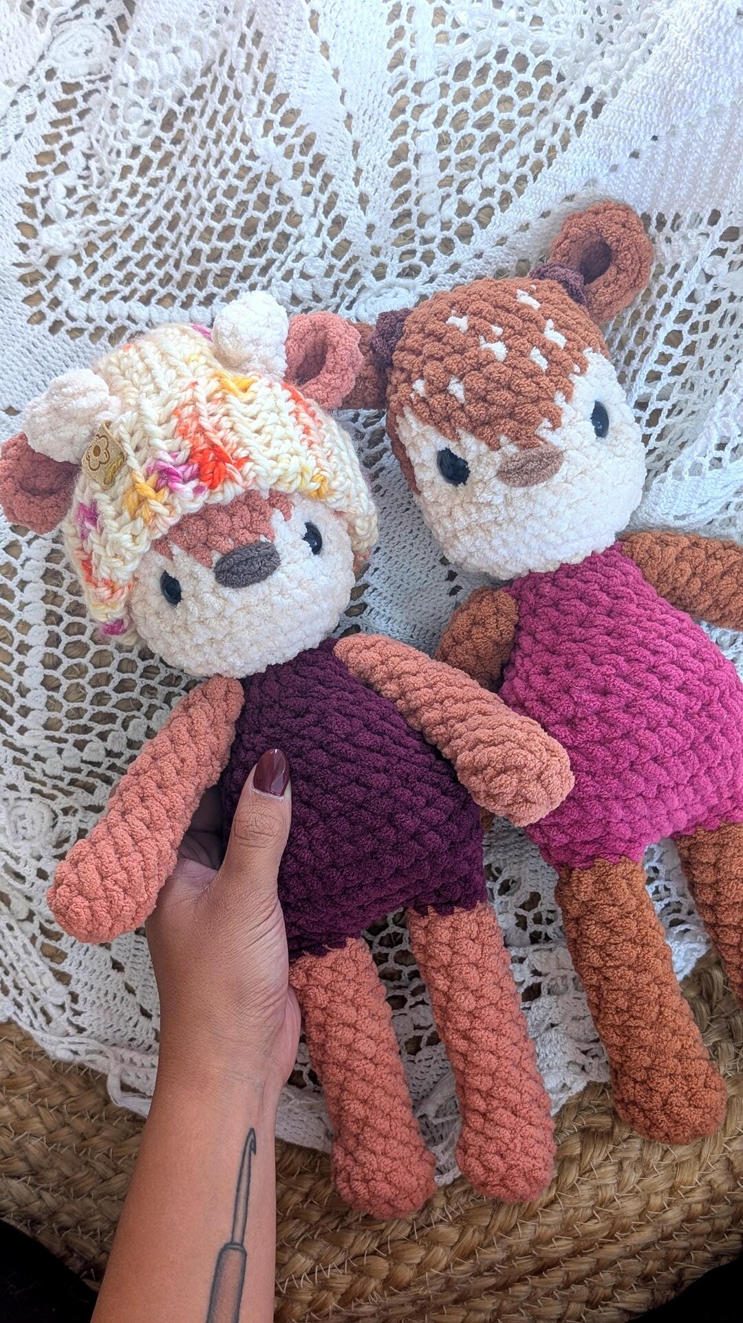 Crochet Fawn & Deer Stuffie | Reindeer With Beanie Kids Stuffy ...