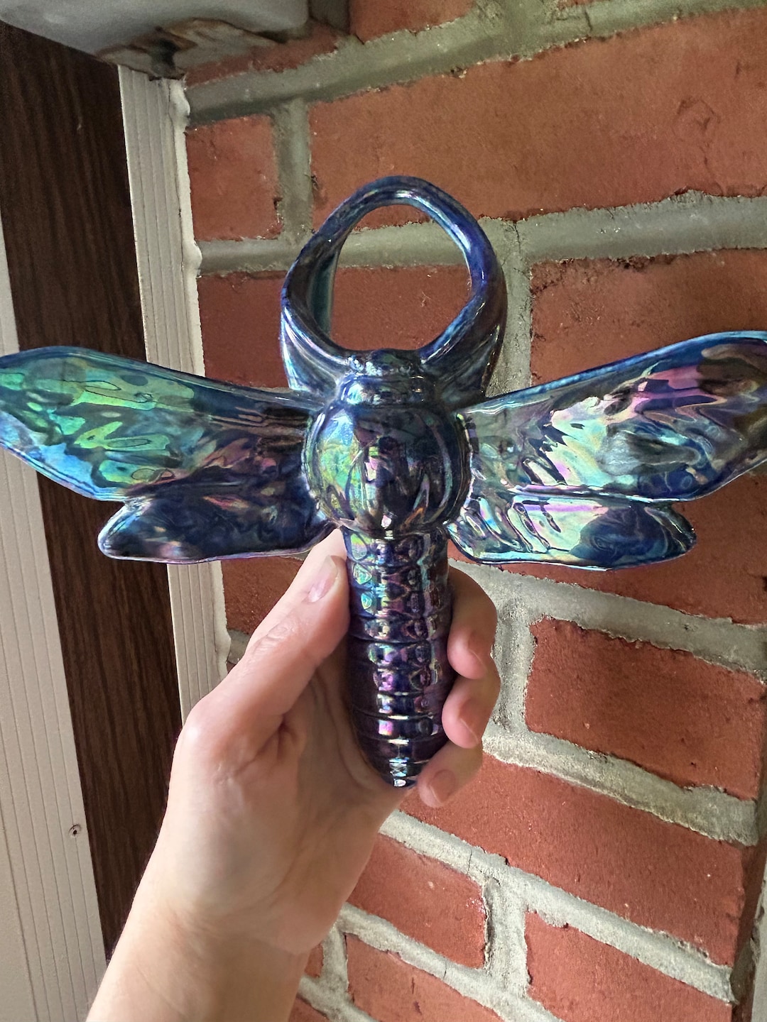 Antique Majolica Cobalt Blue Luster Glaze Finish Art Nouveau Dragonfly ...