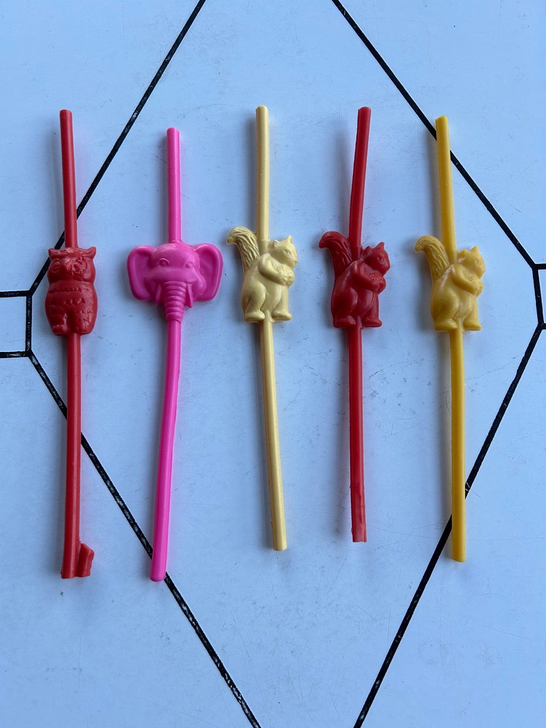 Plastic Animal Drinking Straws Set of Five - Etsy