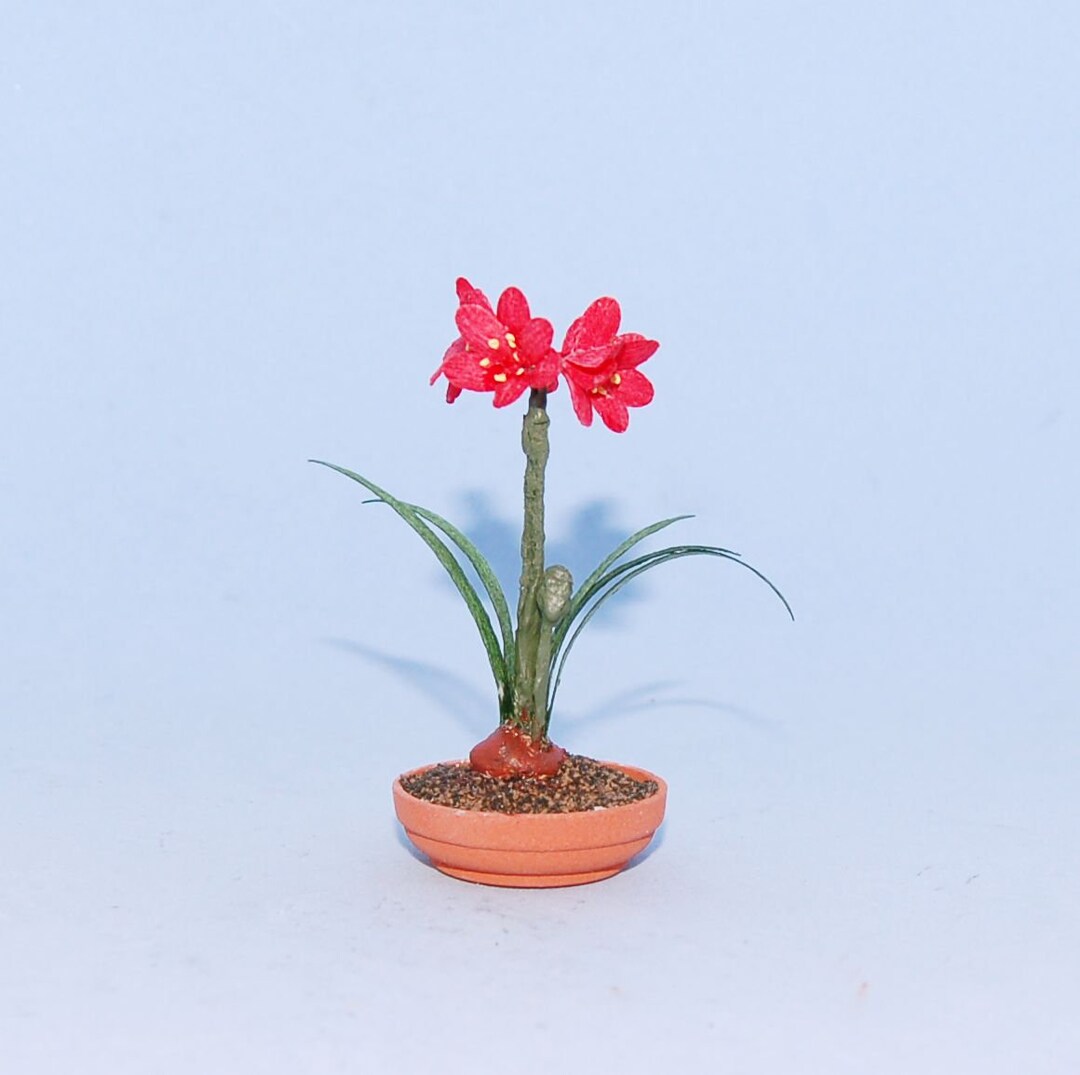 1:12 Scale 1 Inch Scale Dollhouse Miniature-amaryllis Plant - Etsy