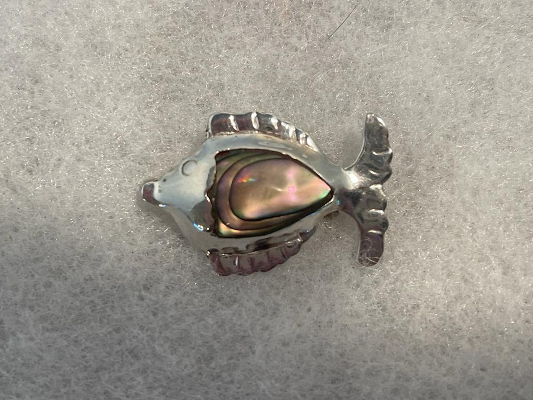 Mexican Silver and Abalone Fish Pin - Etsy
