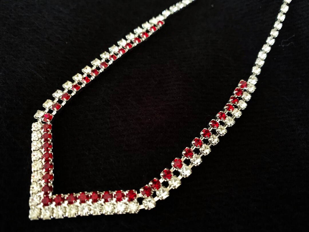 Ruby Red Crystal Vintage 18" Necklace Classy NEVER Worn Black Tie ...