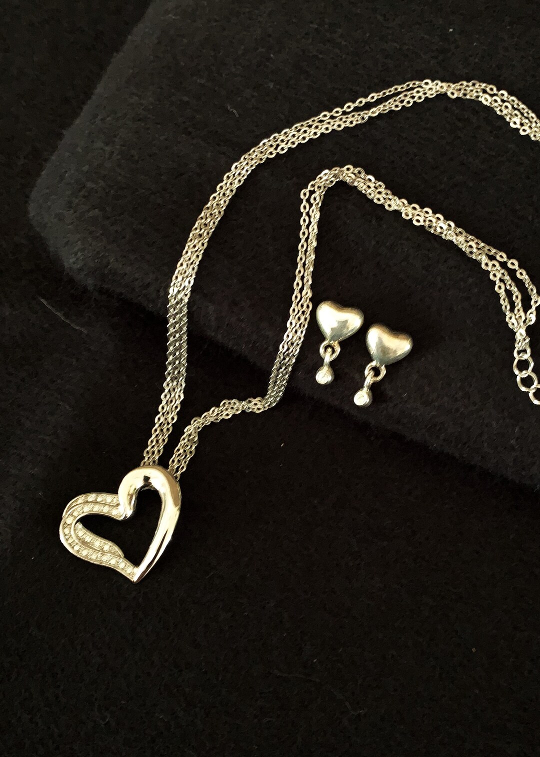 Multi 3 Strand Chain Adjustable Rhinestone Crystal Heart With Matching ...