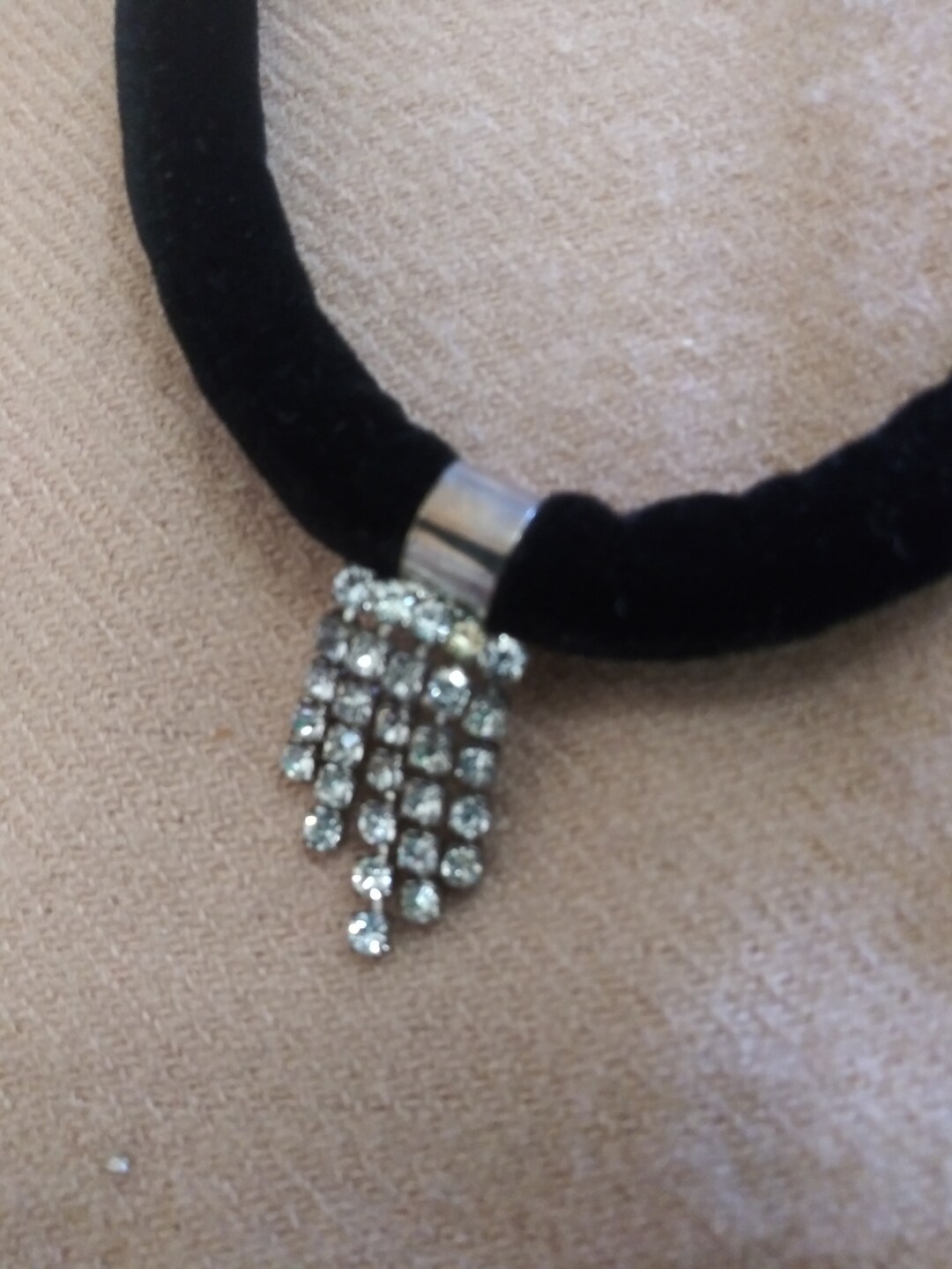 Velvet Choker Rhinestone Waterfall Pendant NEVER WORN Victorian Gothic ...