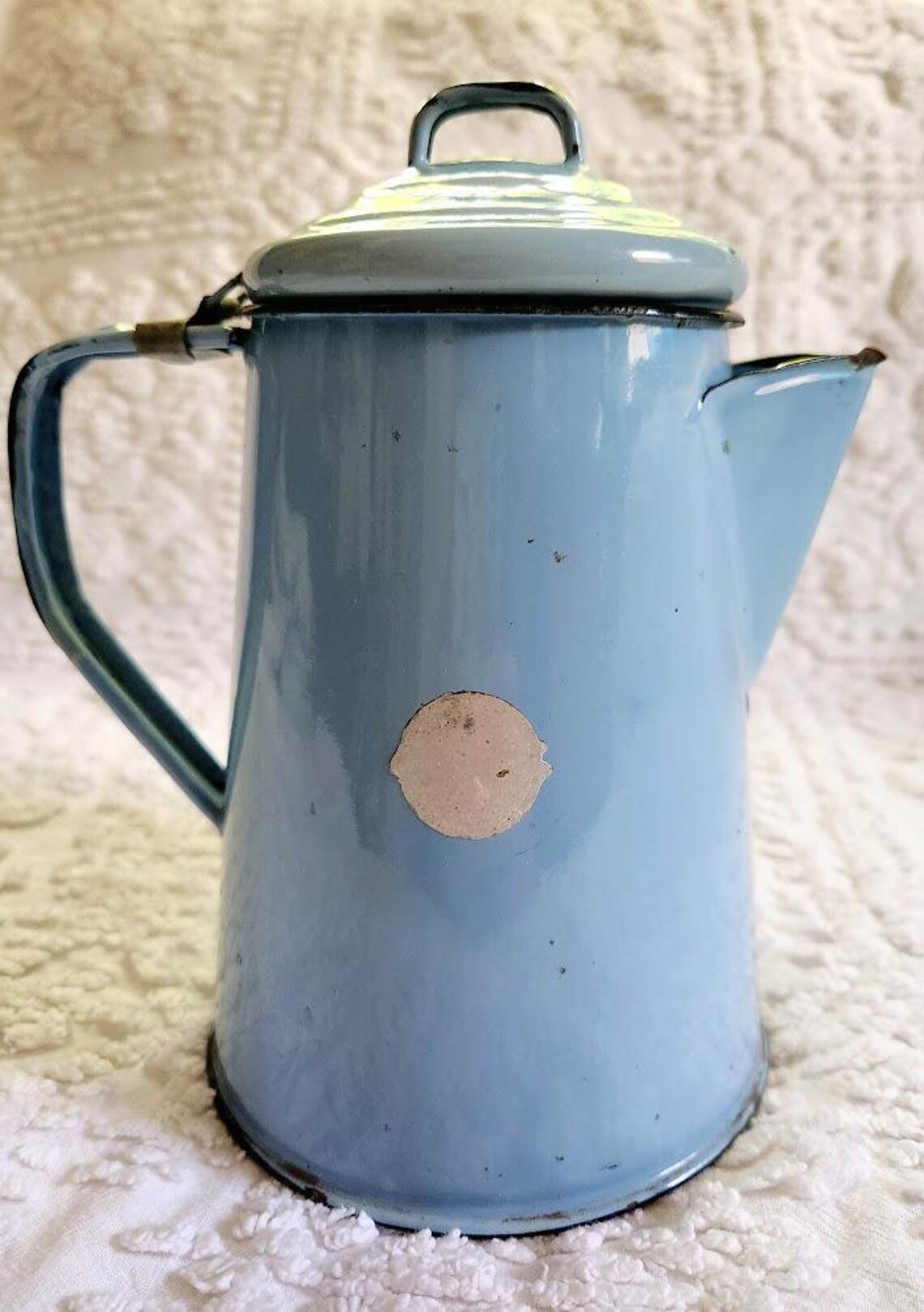 Vintage Light Blue Enamelware Teapot - Etsy