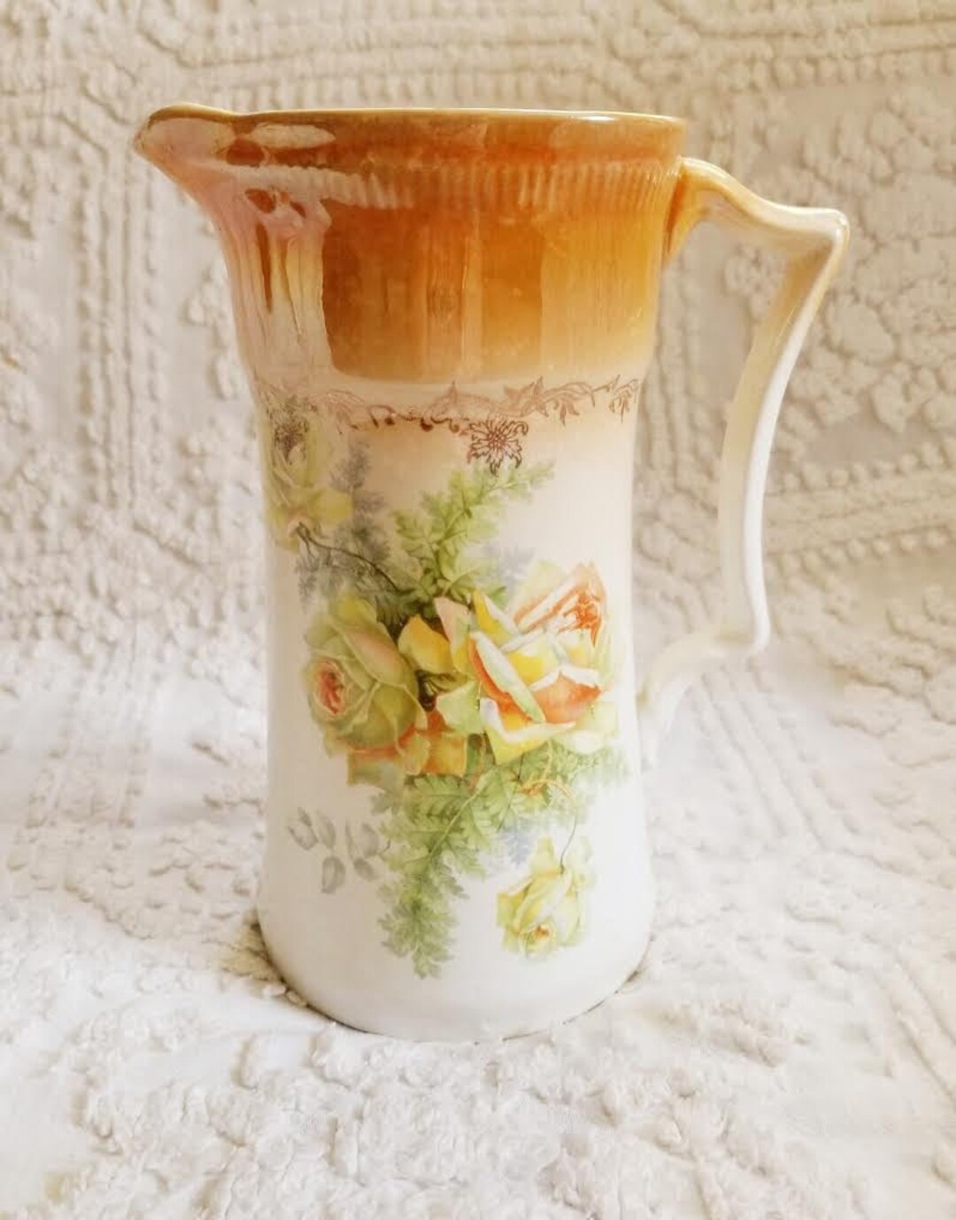 Antique Porcelain Floral Lusterware Milk Pitcher - Etsy
