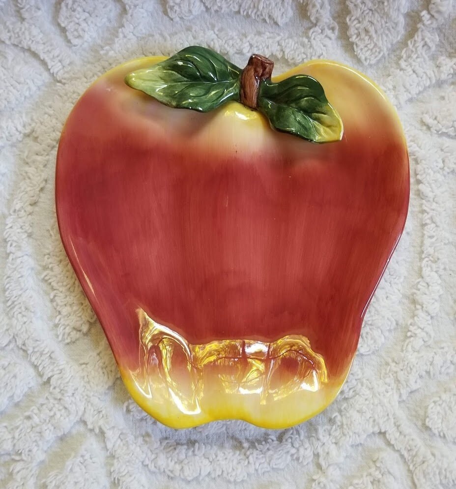 Vintage Ceramic Hand Painted Apple Serving Plate - Etsy