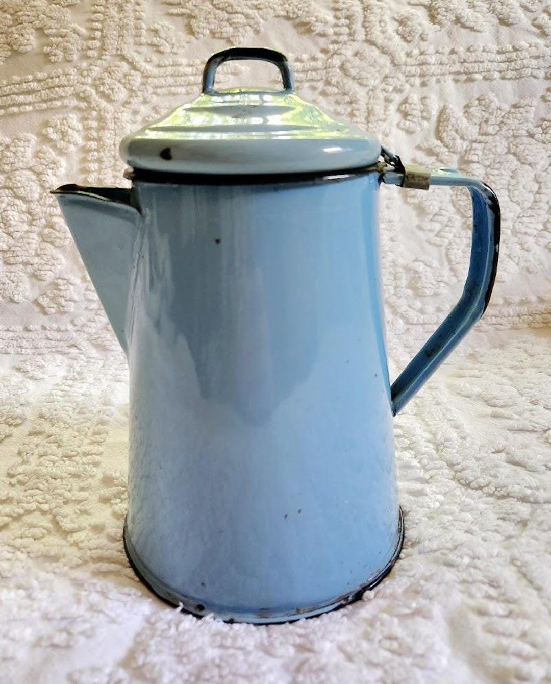 Vintage Light Blue Enamelware Teapot - Etsy