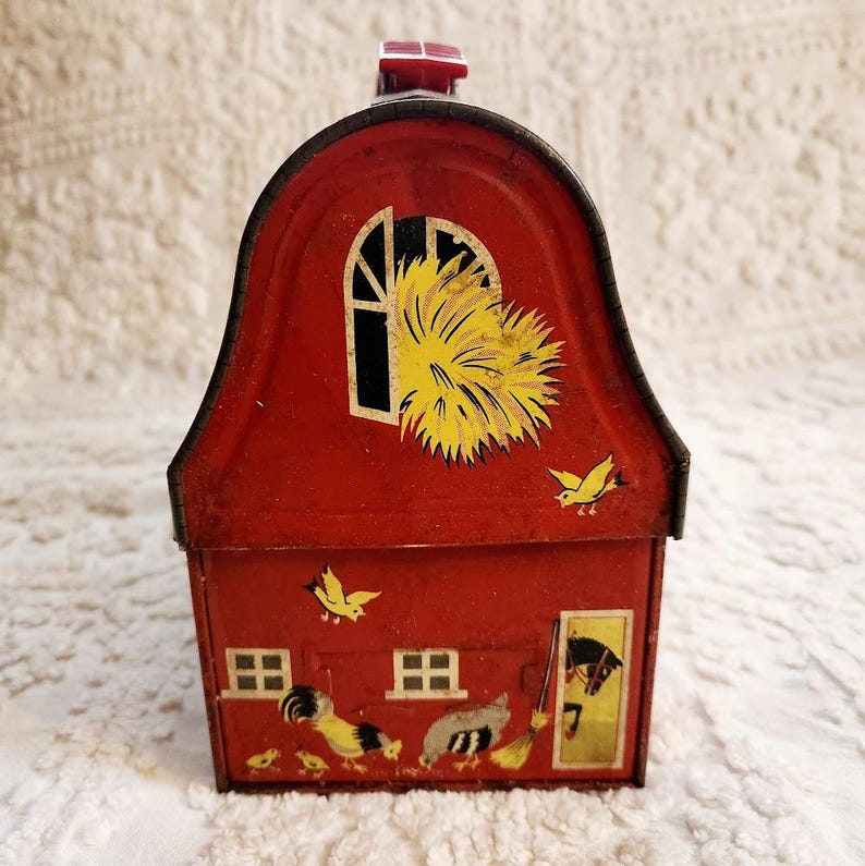 Vintage Red Barn Lunchbox - Etsy