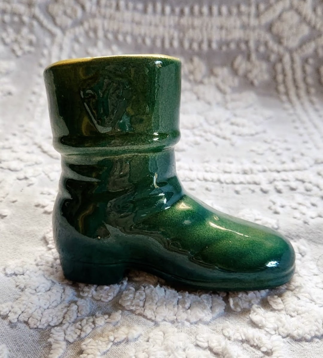 Vintage Green Ceramic Boot - Etsy