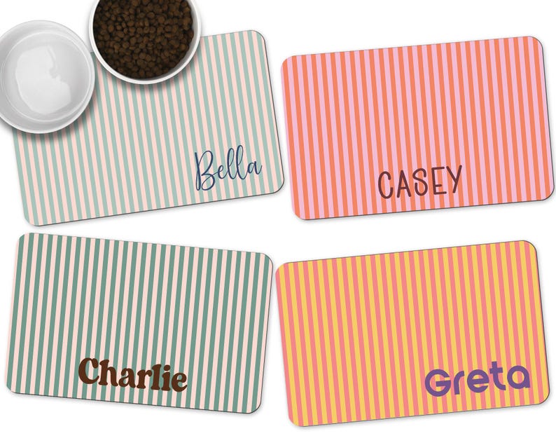 Personalized Pet Food Placemat, Custom Name Dog & Cat Feeding Mat With ...