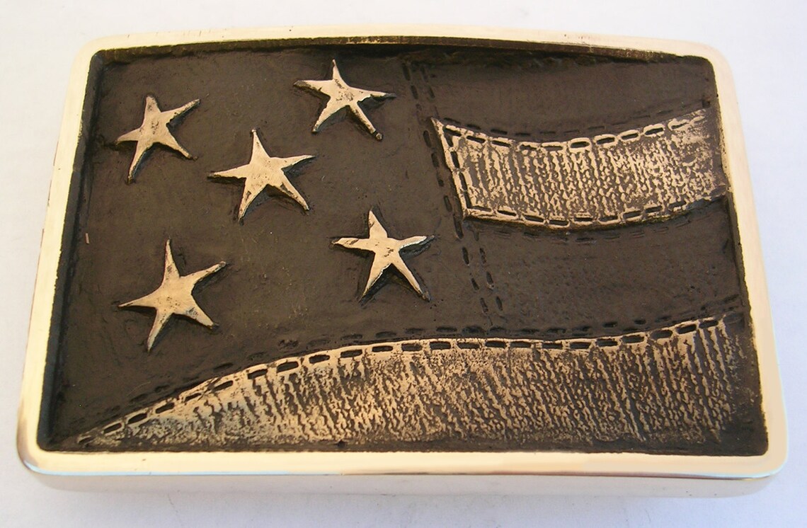American Flag Sculptured Belt Buckle USA - Etsy