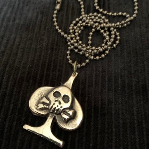 Ace of Spades Skull Crossed Bones Necklace-pendant - Etsy