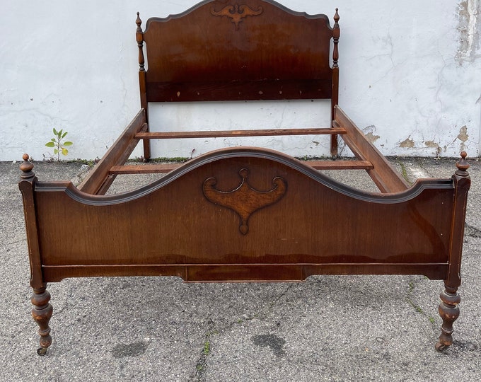 Antique Full Size Bed Shabby Chic Primitive Rustic Provincial Headboard ...