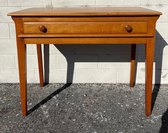 Antique Student Desk Vanity Table Homeschool Kids Writing Oak Wood ...