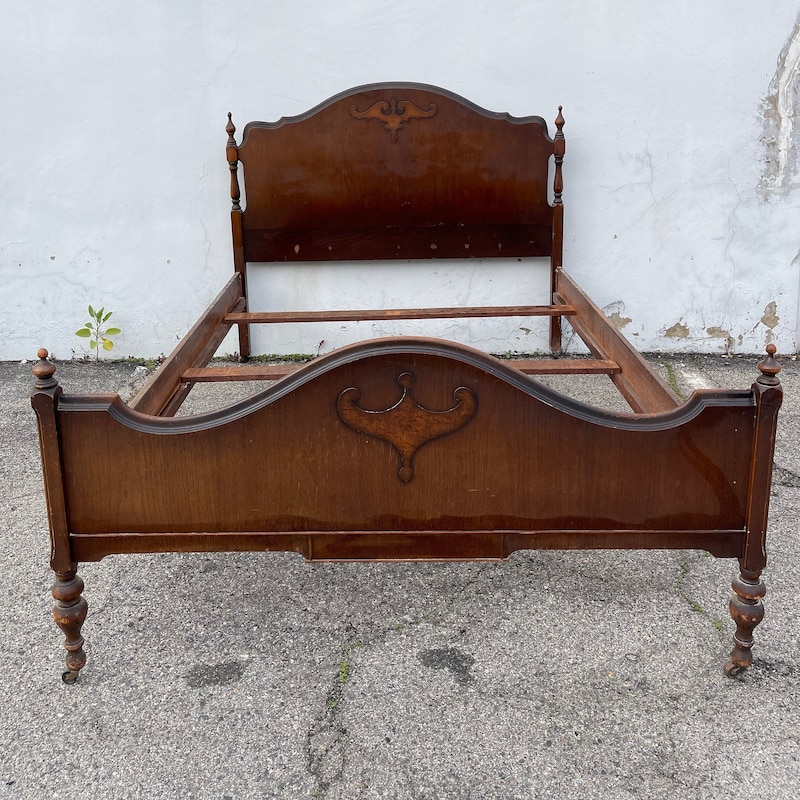 Vintage Wooden Bed Frame - Etsy