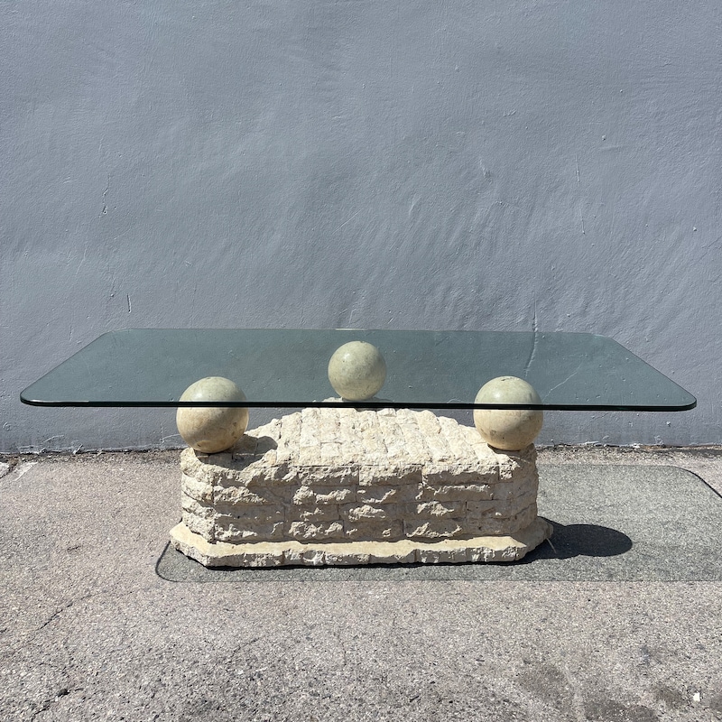 Stone and Glass Coffee Table - Etsy