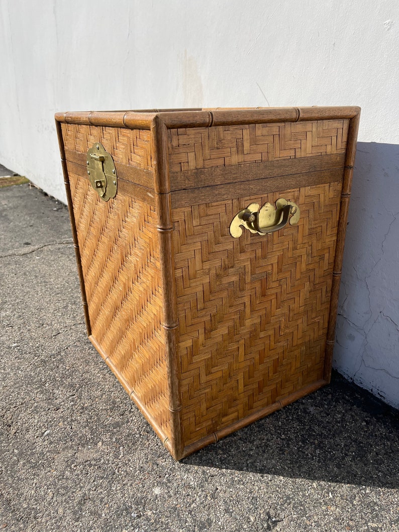Vintage Herringbone Woven Trunk Storage Chest Boho Chic - Etsy