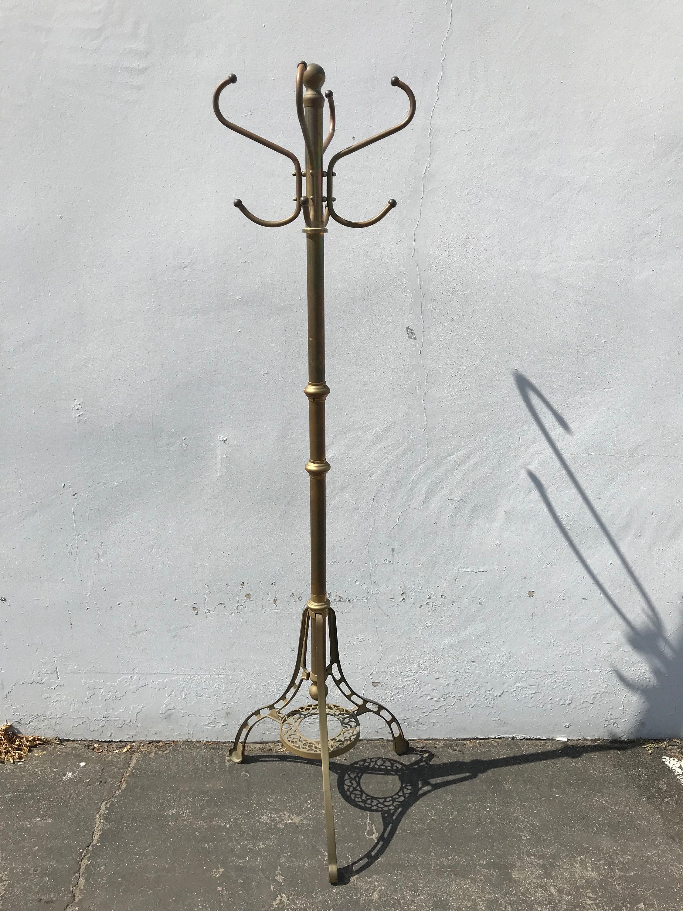 Antique Brass Coat Rack Rotating Hall Hat Tree Koken Garment Rack ...