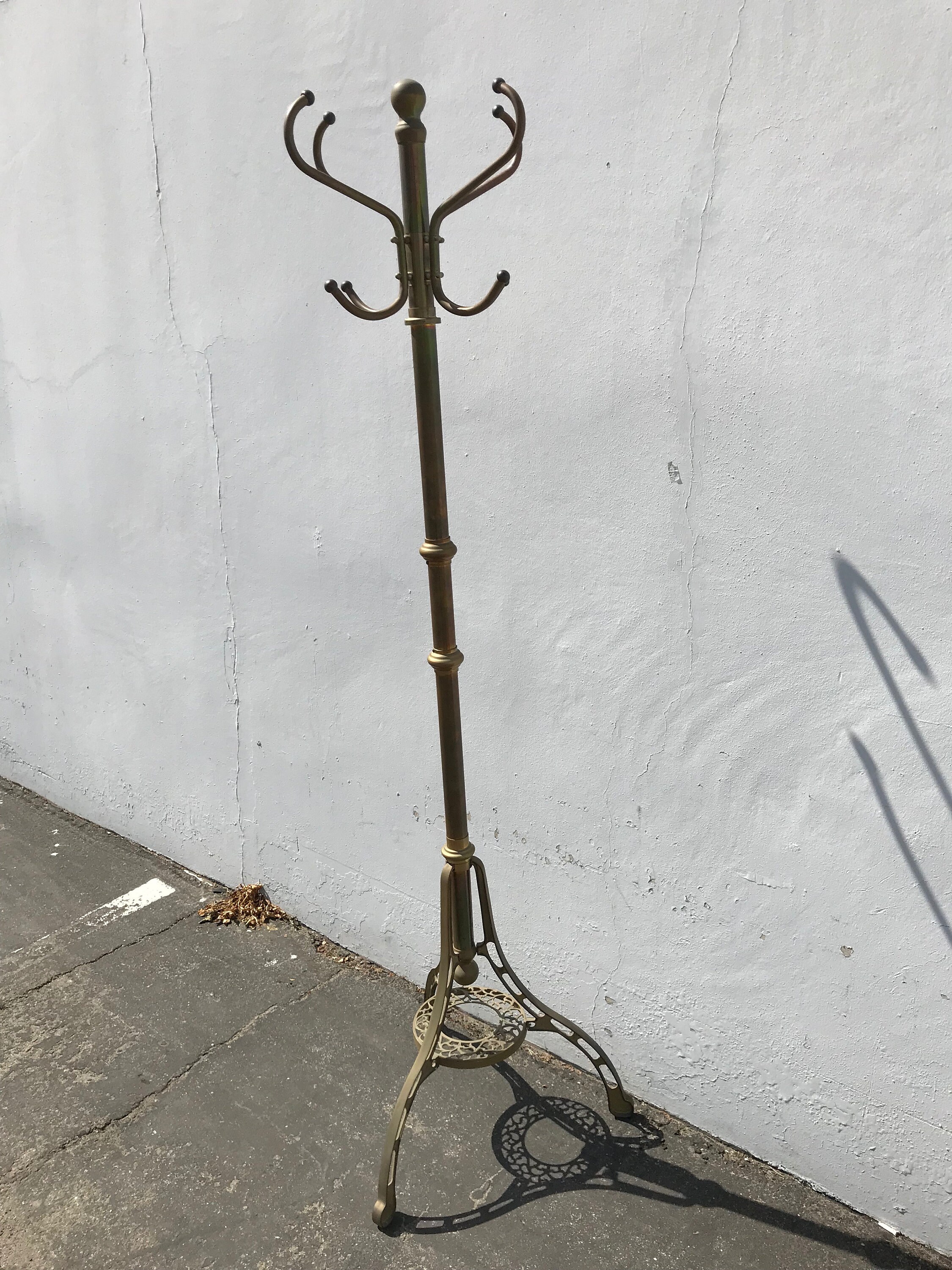 Antique Brass Coat Rack Rotating Hall Hat Tree Koken Garment Rack ...