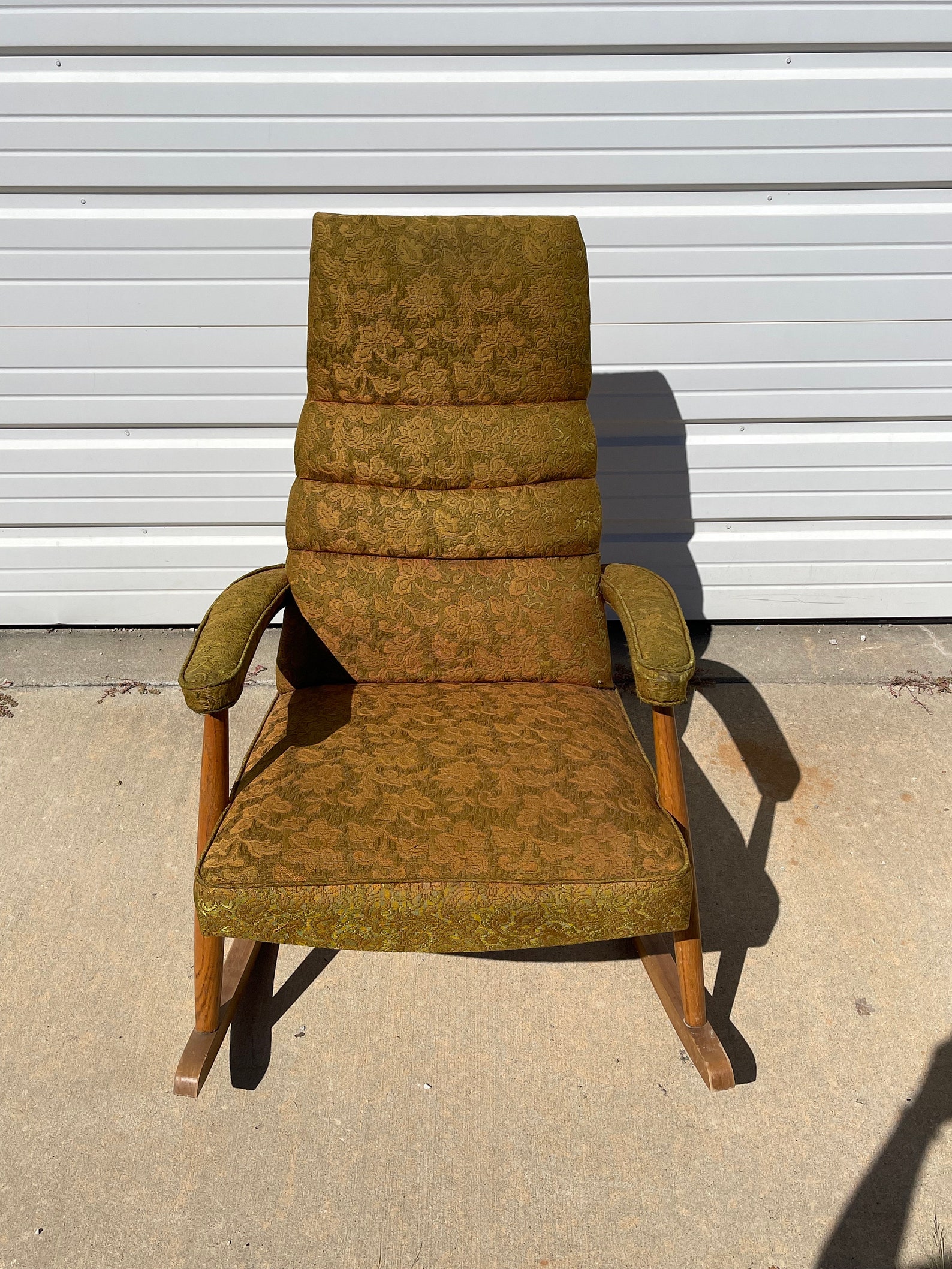 Mid Century Modern Rocking Chair Wood Fabric Retro Rocker - Etsy