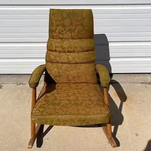 Mid Century Modern Rocking Chair Wood Fabric Retro Rocker - Etsy