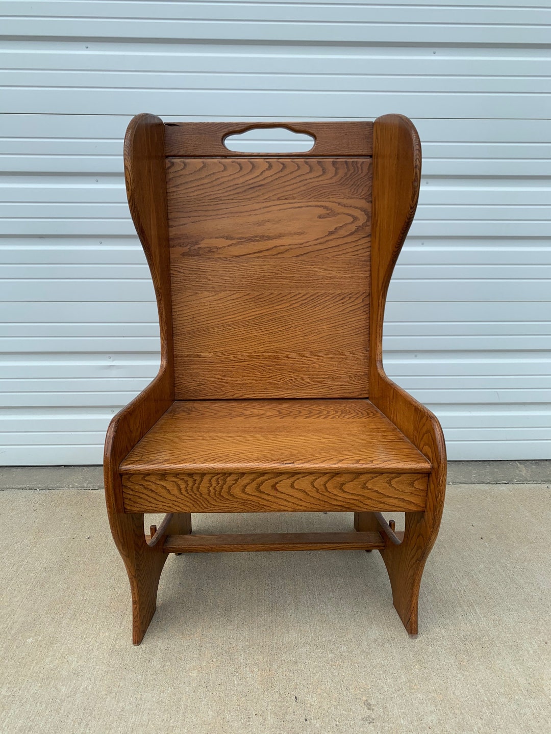 Antique Oak Commode Armchair Traditional American Colonial Country ...