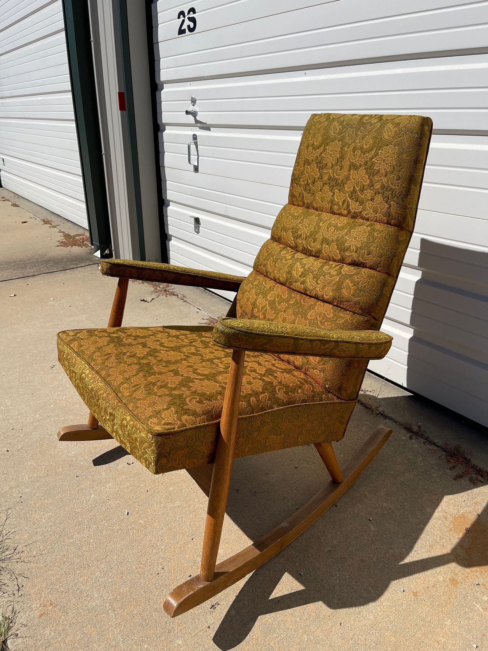 Mid Century Modern Rocking Chair Wood Fabric Retro Rocker - Etsy