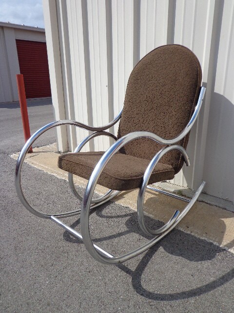 Mid Century Modern Chrome Bentwood Inspired Rocker Armchair Rocking ...