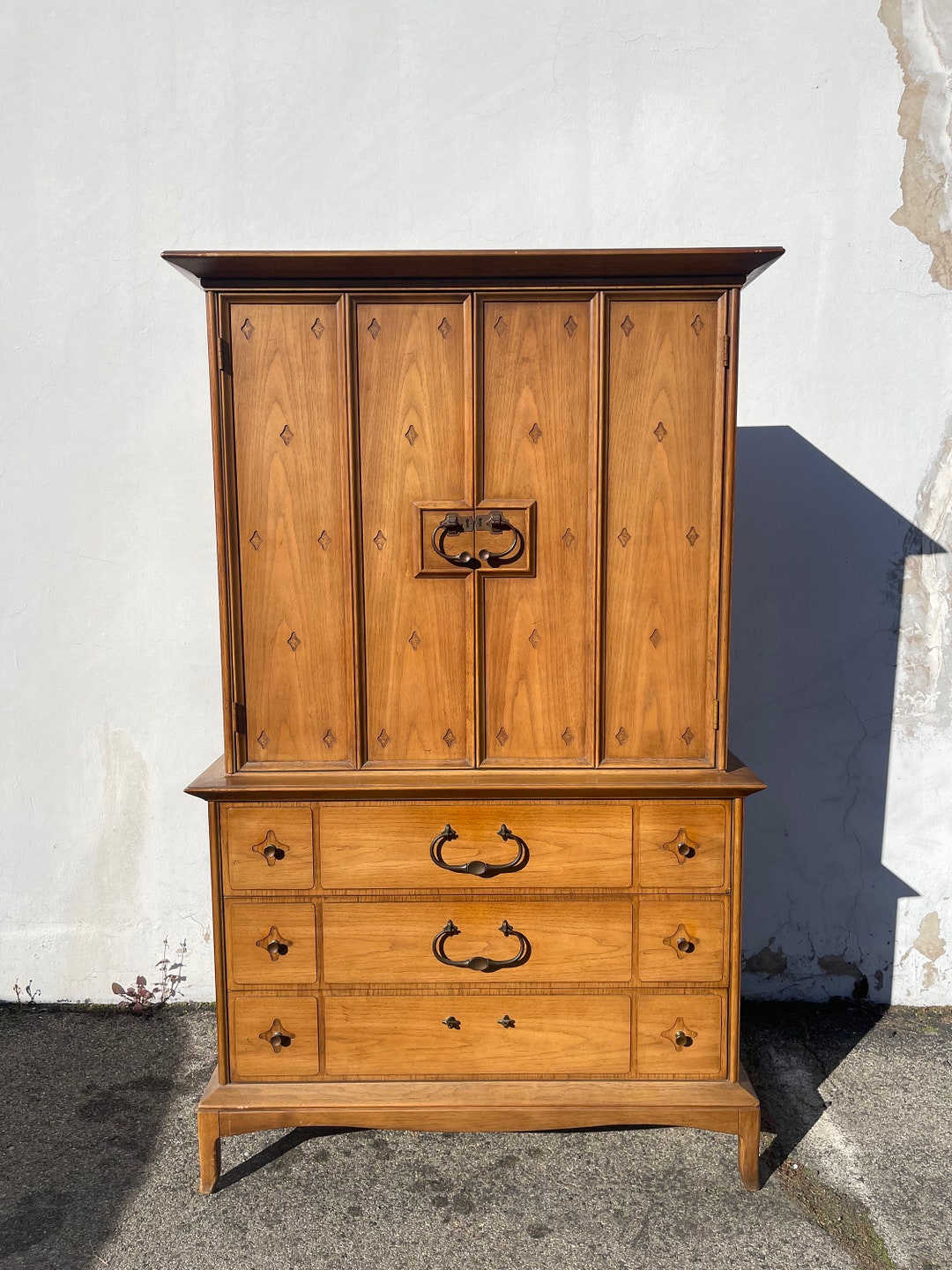 Mid Century Modern Armoire Dresser Thomasville Horizon Series Wood ...