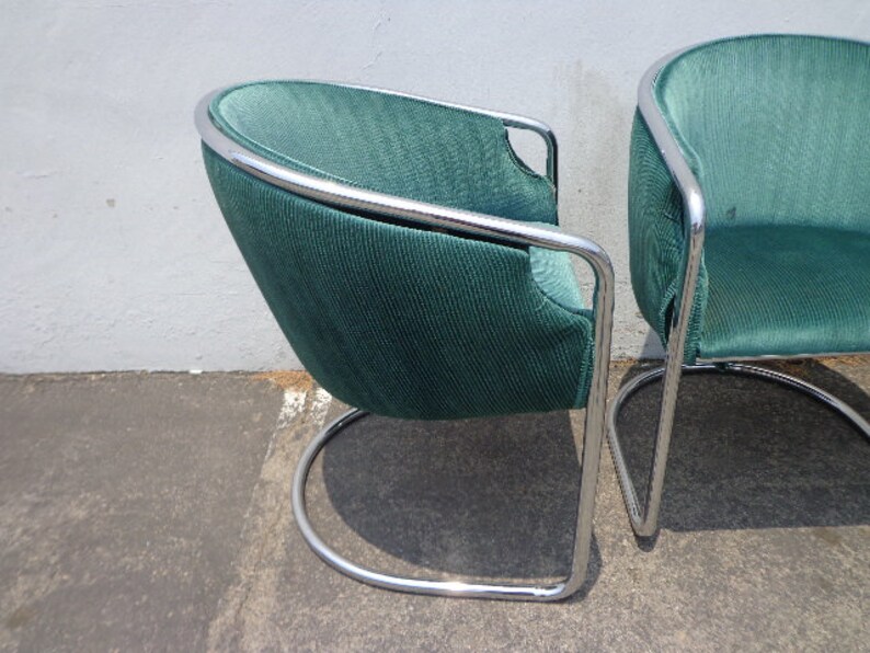 Set of 4 Milo Baughman Style Chrome Metal Mid Century Modern Dining ...