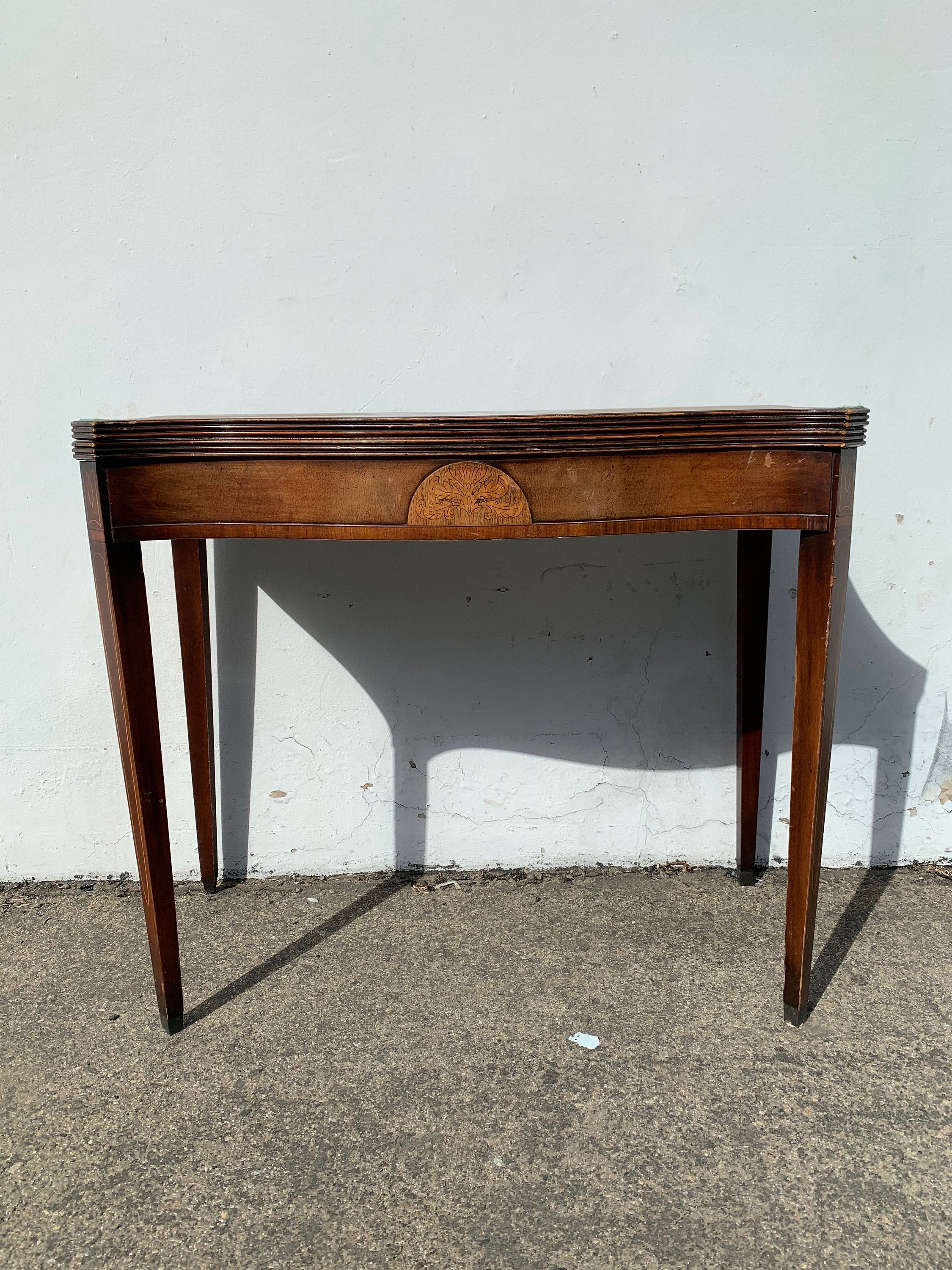 Antique Table Flip Top Game Card Table Wood Accent Console Traditional ...