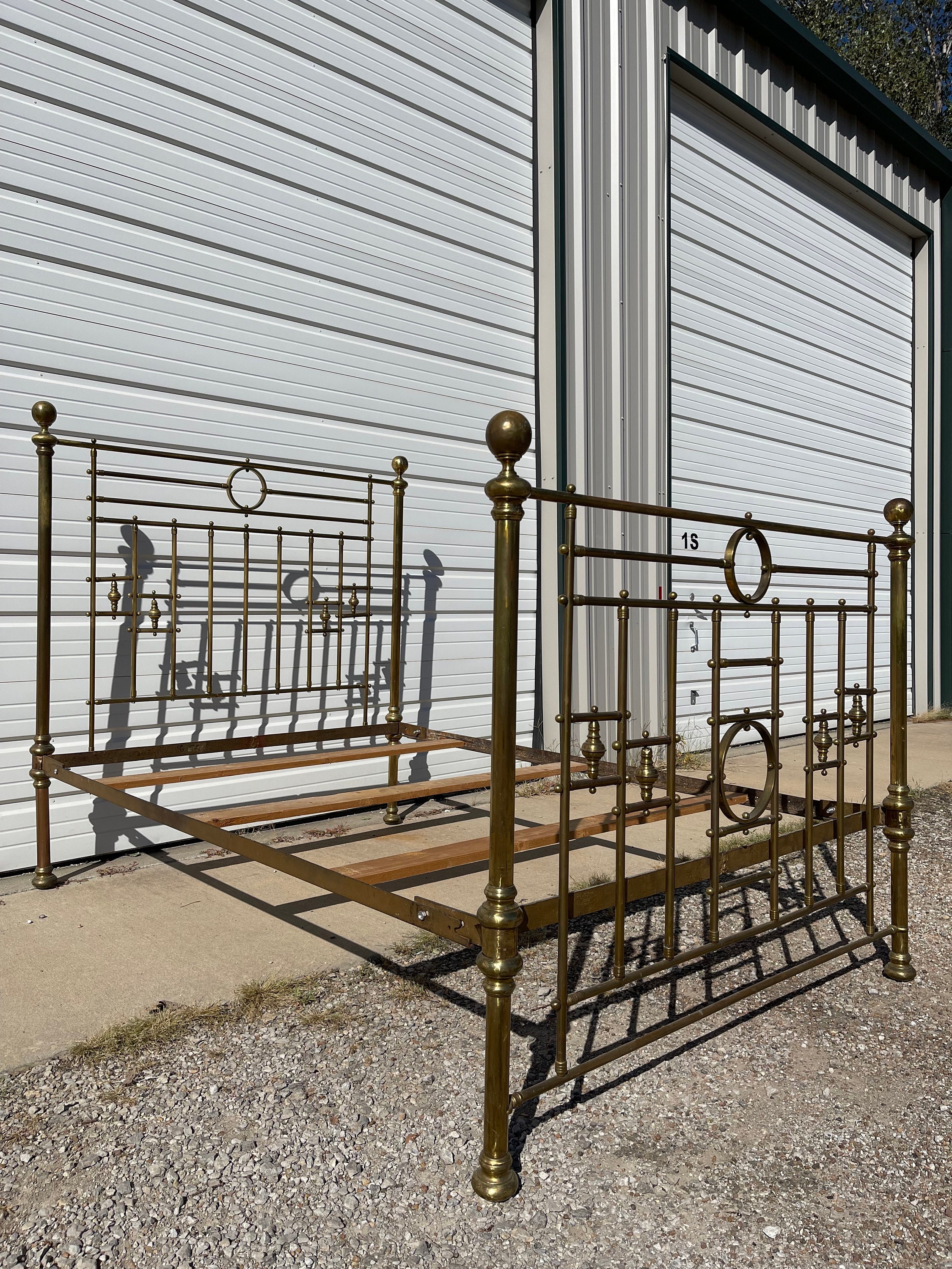 Antique Brass Bed Victorian Furniture Full Size Glam Hollywood Regency ...