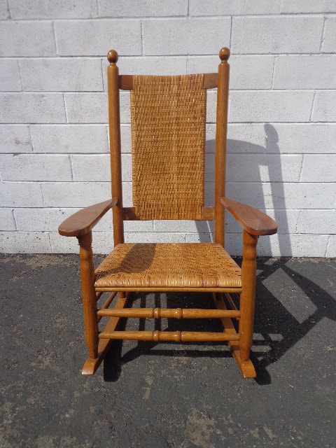 Antique Rocking Chair Rocker Armchair Woven Rush Mission Rustic ...