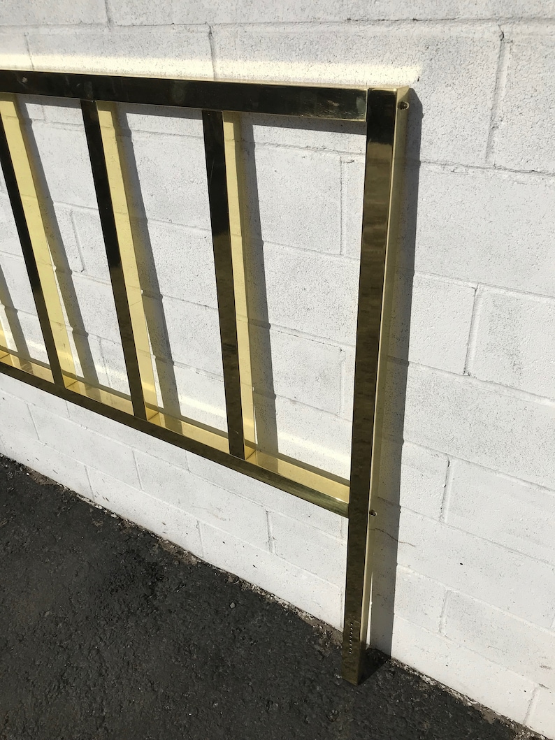 Headboard Brass Gold Furniture Bed Bedroom Glam Hollywood Regency Mid ...