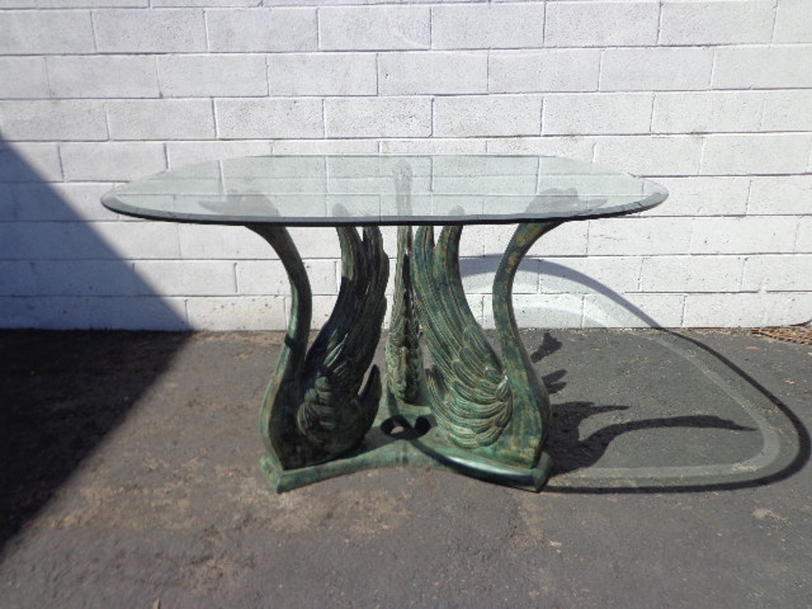 French Brass Seated Swan Base Dining Table Mid Century Modern - Etsy