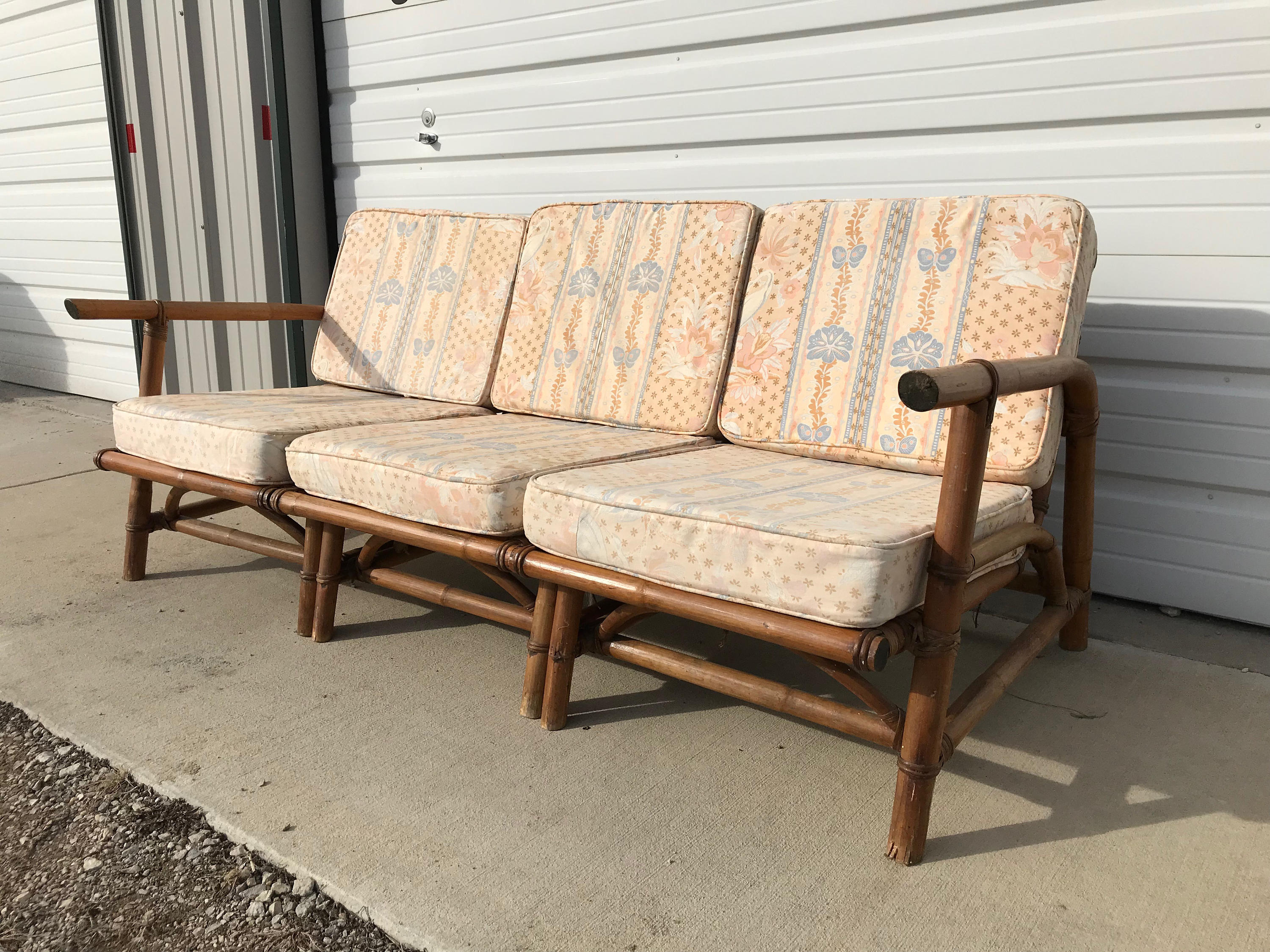 Sofa Woven Rattan Bohemian Boho Chic Loveseat Couch Seating Peacock ...