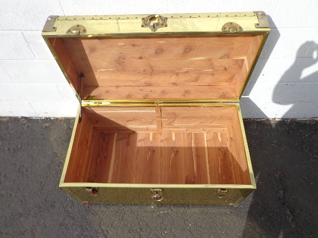 Gold Colored Trunk Storage Locker Chest Brass-like Regency Vintage ...