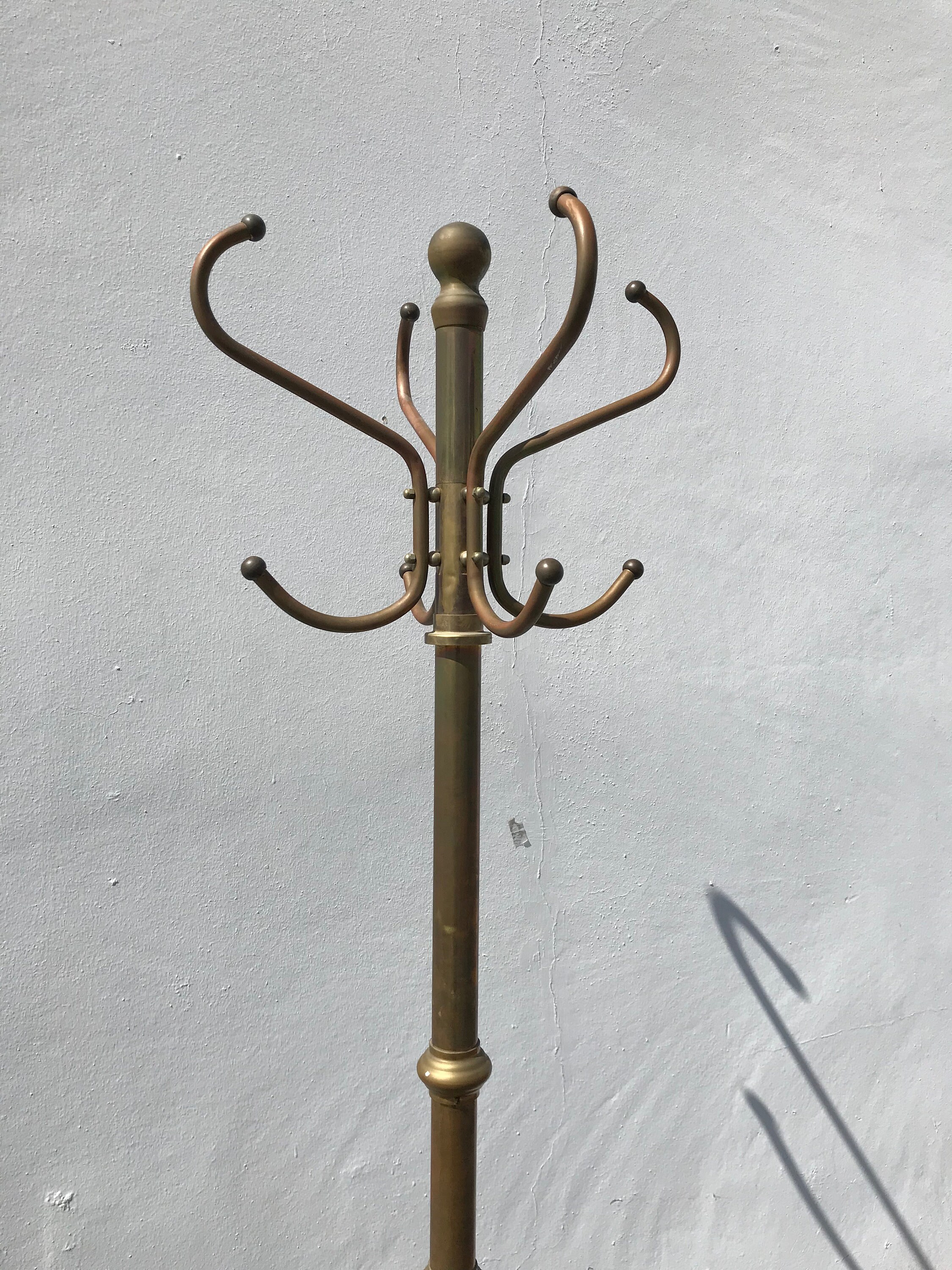 Antique Brass Coat Rack Rotating Hall Hat Tree Koken Garment Rack ...
